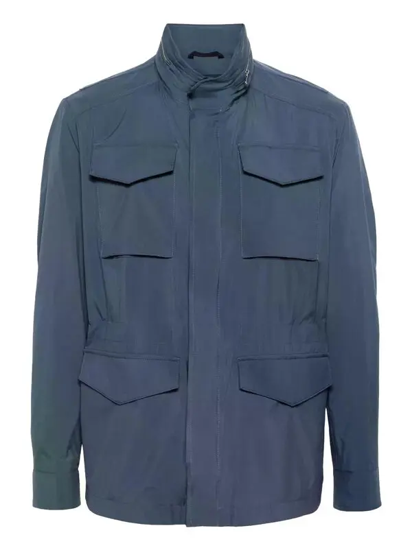 Paul & Shark Hooded Waterproof Military Jacket - Blue