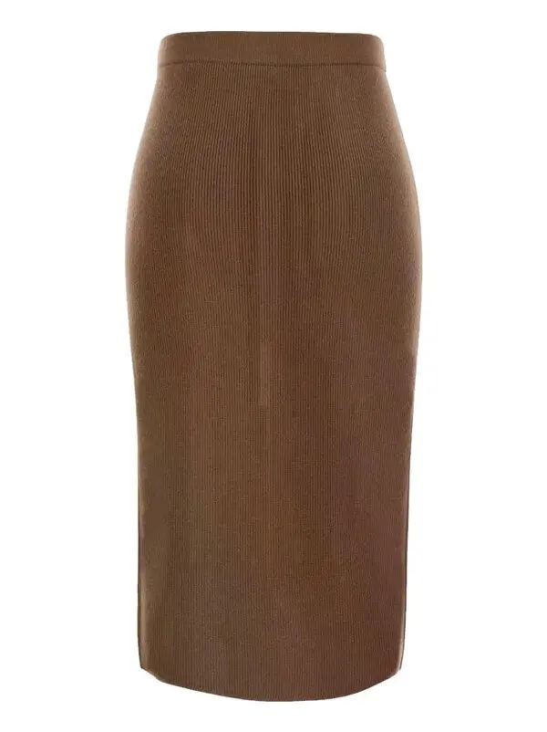 Max Mara Zucca Ribbed-knit Midi Skirt - Brown