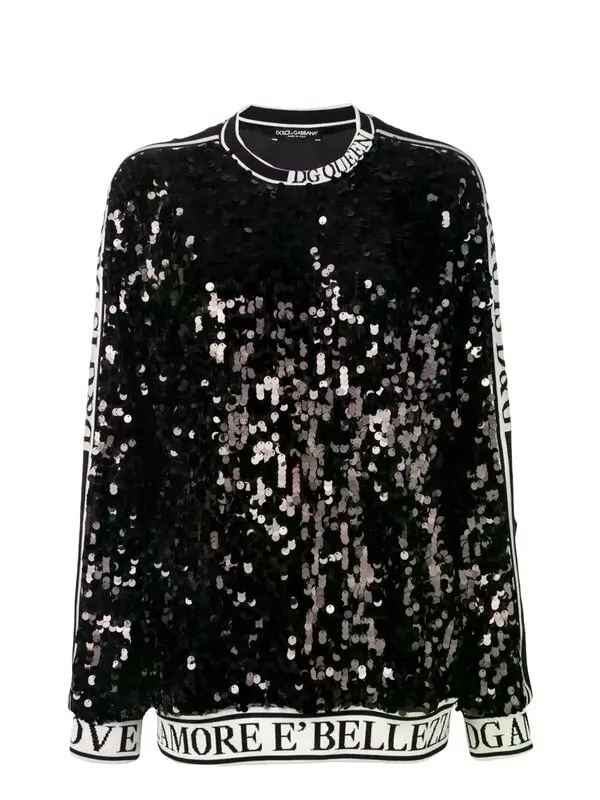 Dolce & Gabbana Sequin Slogan Sweatshirt - Black