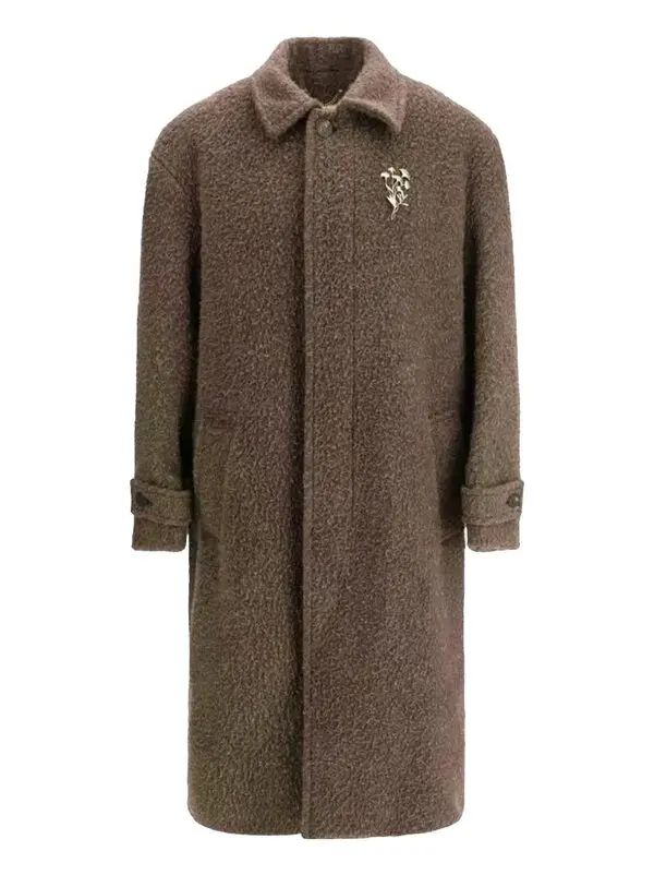 GOLDEN GOOSE Journey Brooch-detail Single-breasted Coat - Brown