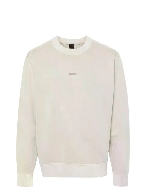 BOSS Logo-appliqué Cotton Sweatshirt - Neutrals