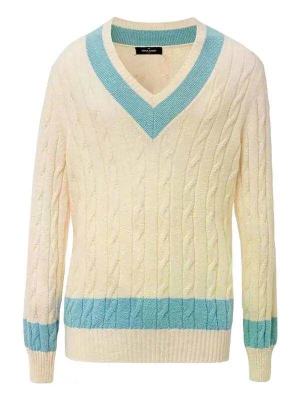 GRAN SASSO Cable-knit V-neck Sweater - Neutrals