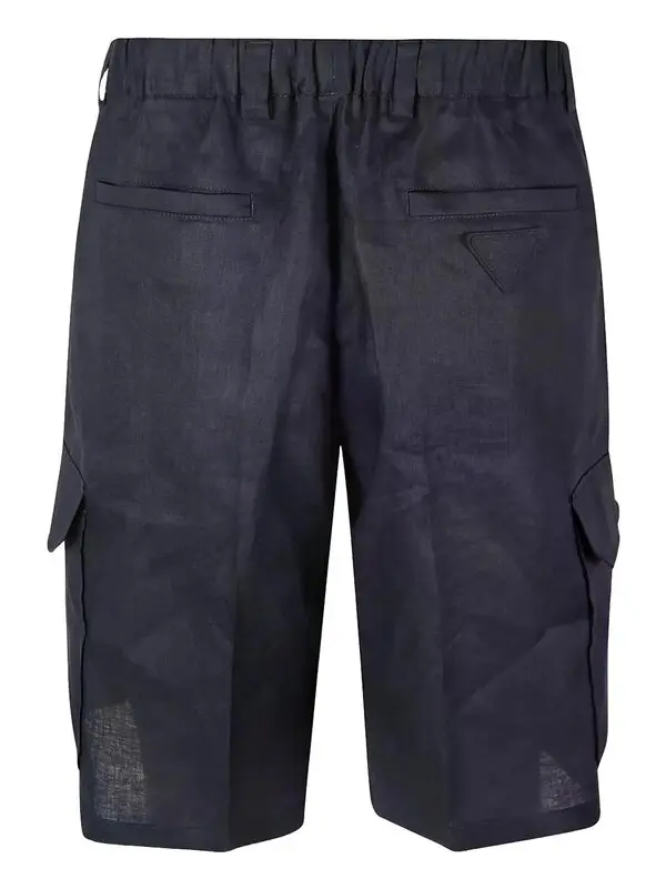 Prada Linen Cargo Shorts - Blue