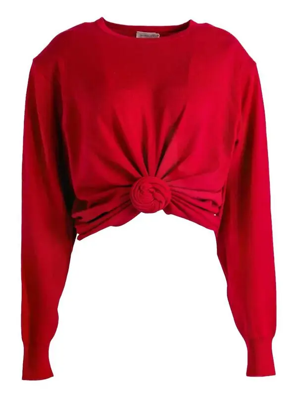 Magda Butrym Knot-detail Padded-shoulder Wool Sweater - Red