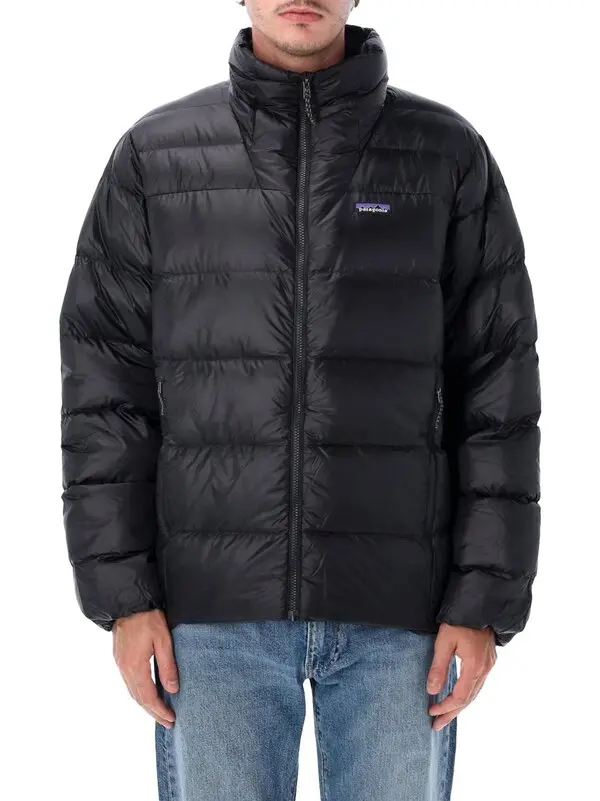 Patagonia Fitz Roy Quilted Nylon Puffer Jacket With High Collar - Black