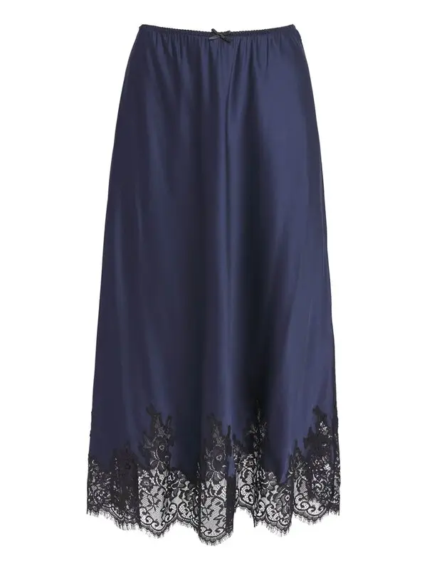 Paige Satin Kelso Midi Skirt - Navy