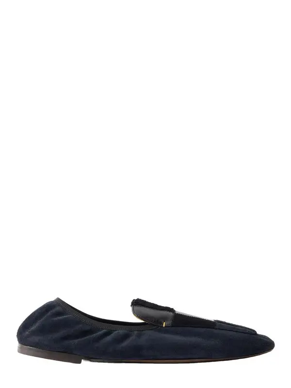 Khaite Zoe Leather And Suede Loafers - Blue