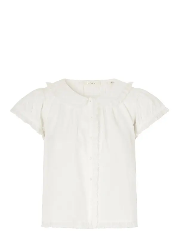 DÔEN Karina Ruffled Ramie Blouse - White