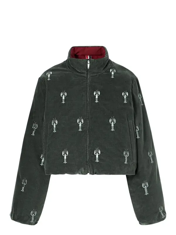 Thom Browne Reversible Embroidered Cotton-velvet Coat - Green