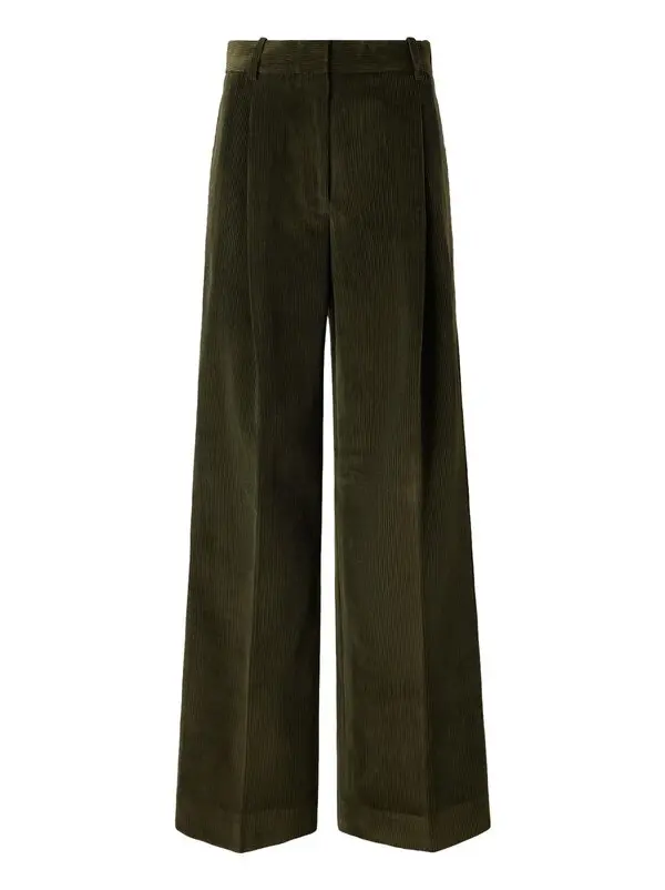 RÓHE Ted Cotton-corduroy Wide-leg Pants - Green