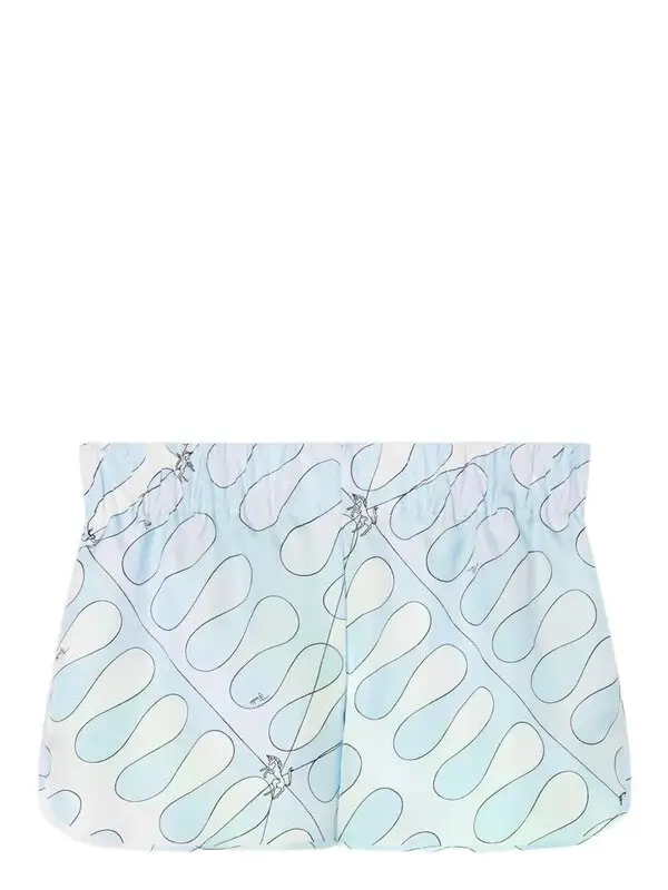 Emilio Pucci Leocorno Print Silk Shorts - Blue