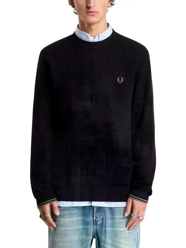 Fred Perry Waffle-stitch Sweater - Black