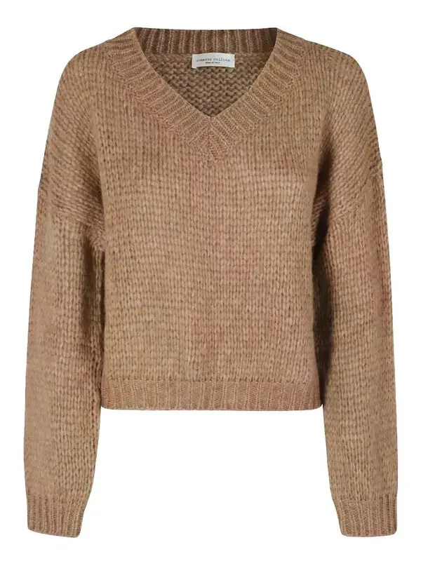 ROBERTO COLLINA Chunky-knit V-neck Sweater - Neutrals