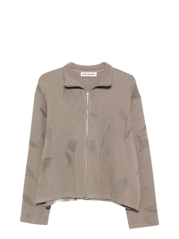 Our Legacy Shrunken Floral-print Zip-up Sweatshirt - Brown