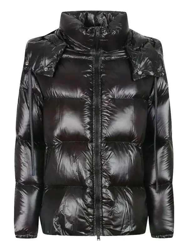 Herno Quilted Hooded Jacket - Black
