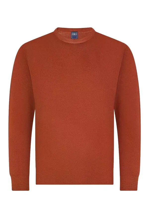Fedeli Crew-neck Long-sleeve Sweater - Red