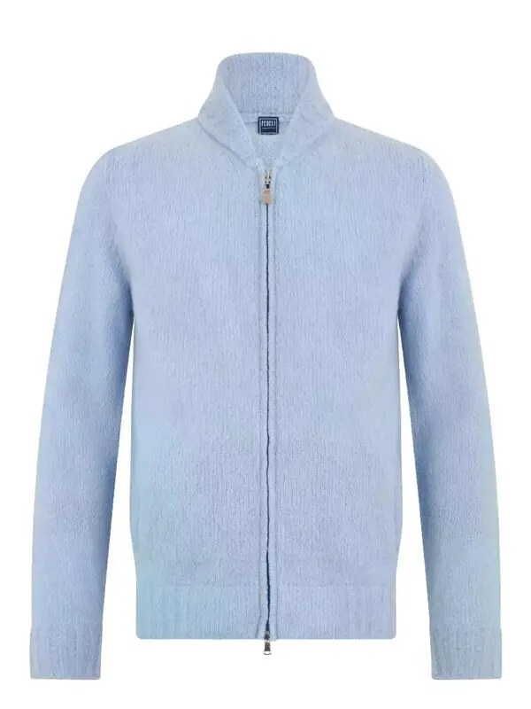 Fedeli Zip-up Cardigan - Blue