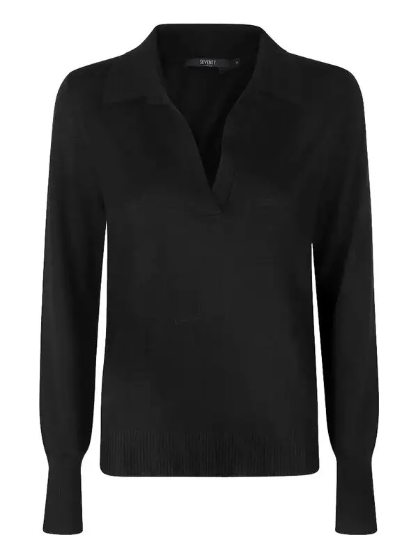 Seventy V-neck Spread-collar Sweater - Black