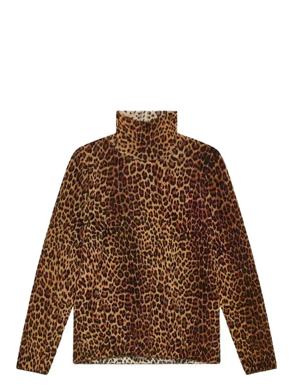 Malìparmi Leopard-print Turtleneck Knitted Long-sleeved T-shirt - Brown