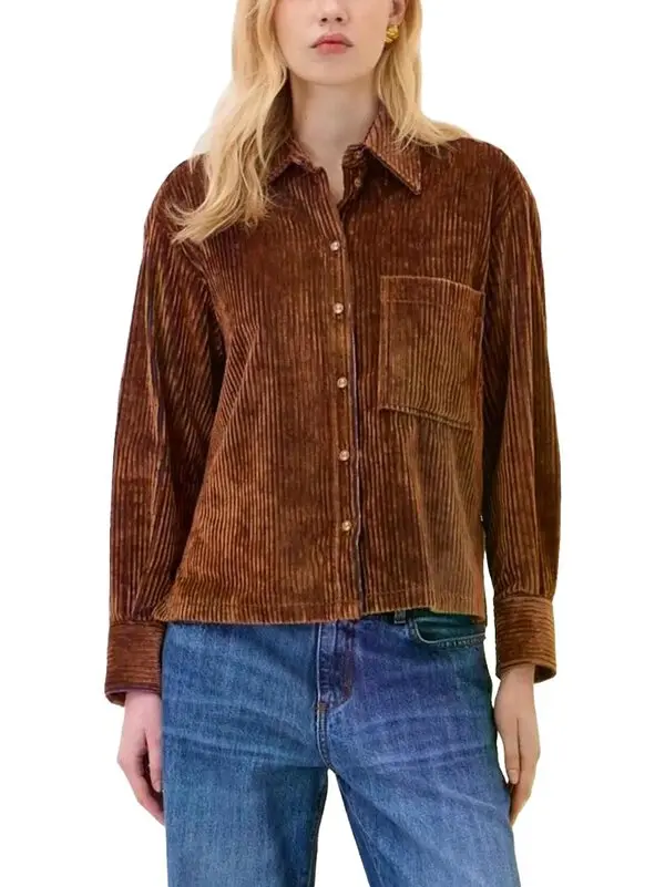 OTTOD'AME Corduroy-effect Chest-pocket Shirt - Brown