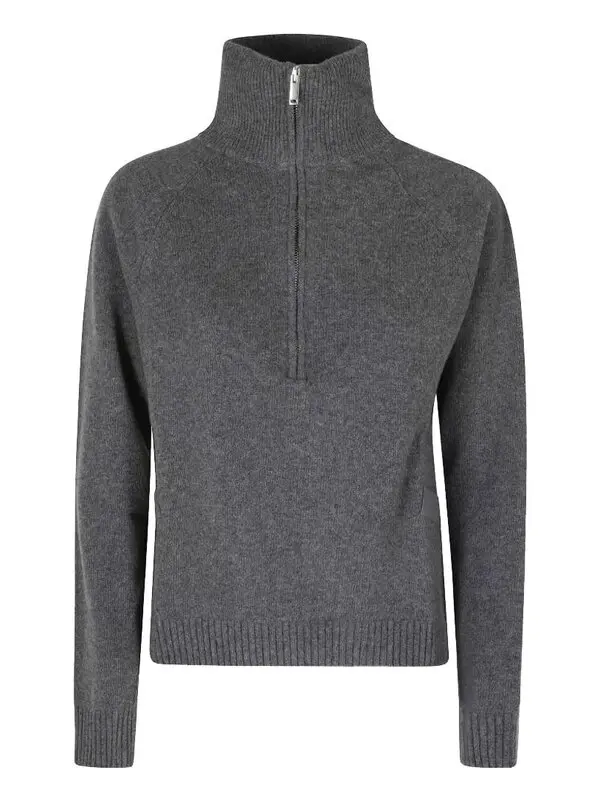 SEMICOUTURE Meg Panelled Half-zip Sweater - Grey