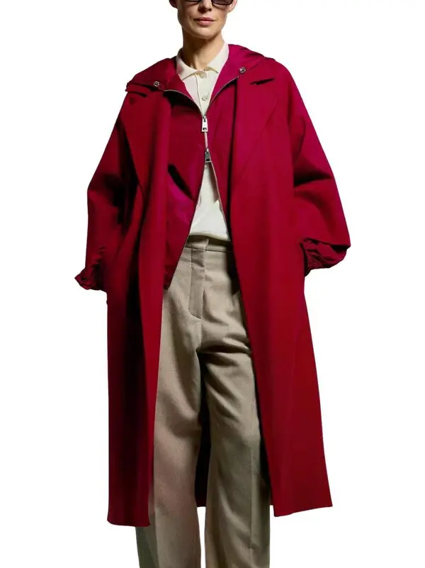 Liviana Conti Belted Layered Coat - Red