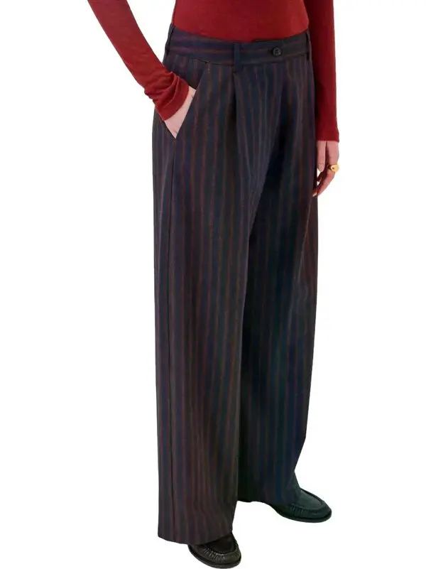 OTTOD'AME Pinstripe Pleated Trousers - Blue