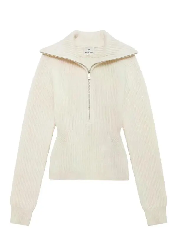ANINE BING June Trucker Collar Sweater Ecru - Neutrals