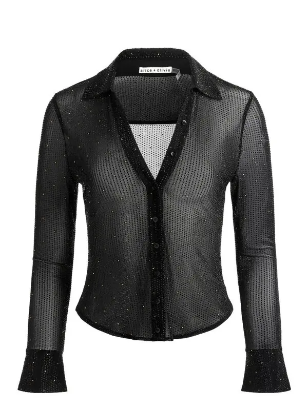 Alice + Olivia Freya Rhinestone-embellished Top - Black