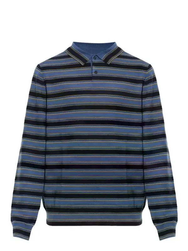 Paul Smith Striped Wool Polo Shirt - Blue