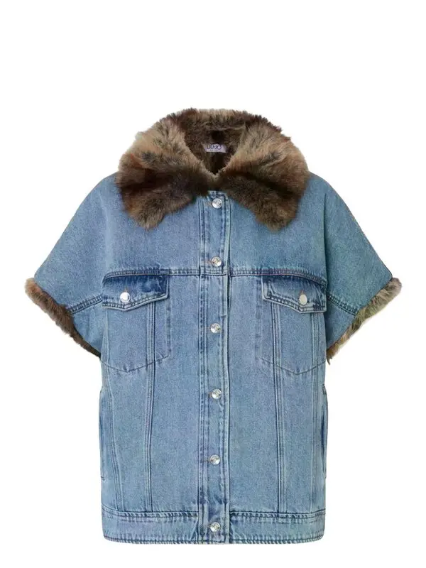 Liu Jo Denim Vest With Teddy Details - Blue