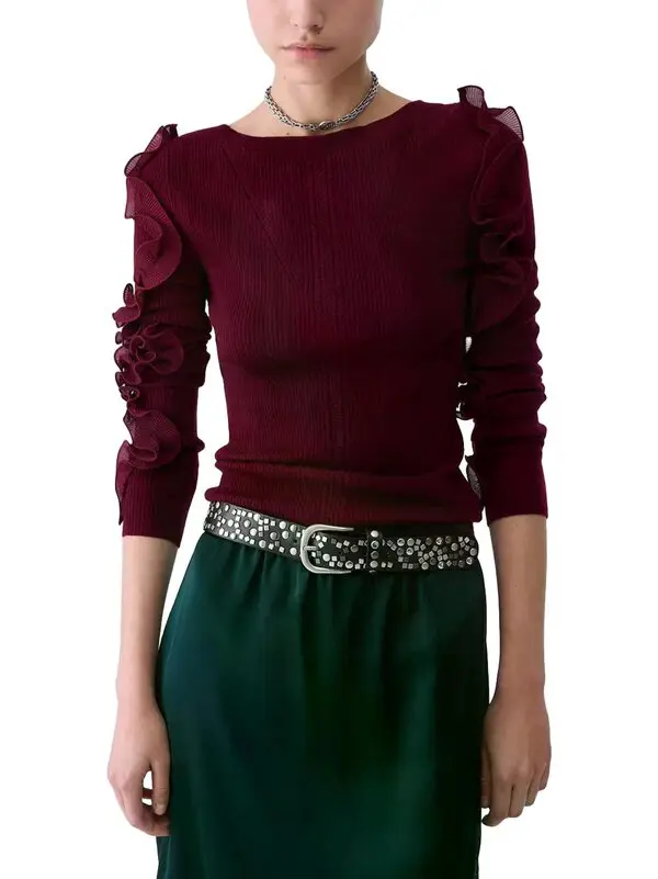 Liu Jo Wool Sweater With Ruffles - Red