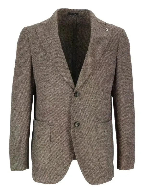 BRERA Diagonal-weave Single-breasted Blazer - Brown