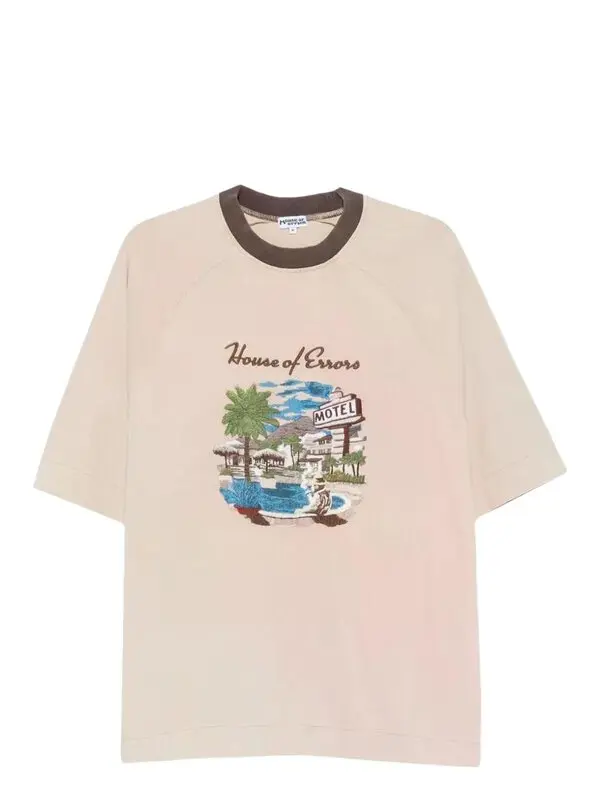 HOUSE OF ERRORS Motel Steakout Logo-embroidered T-shirt - Neutrals