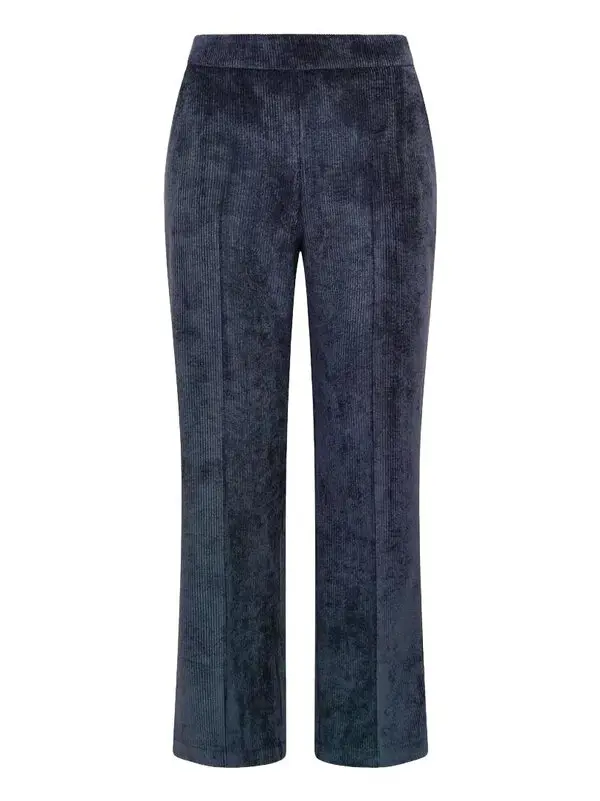 Malìparmi Corduroy-velvet Ankle-length Bootcut Trousers - Blue