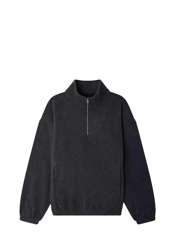 Sandro Zipped Standing Collar Sweatshirt - Grey