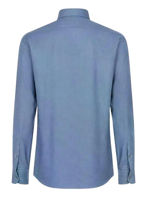 Zegna Semi-spread Collar Curved-hem Shirt - Blue