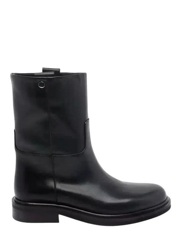 POEVE Liva Round-toe Calf Leather Ankle Boots - Black