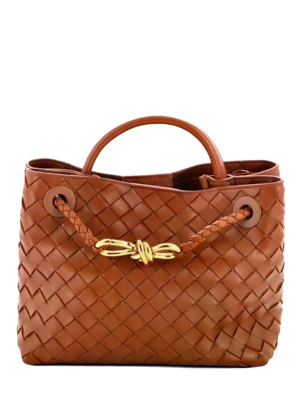 Bottega Veneta Andiamo Top Handle Bag Intrecciato Nappa Small Satchel - Brown