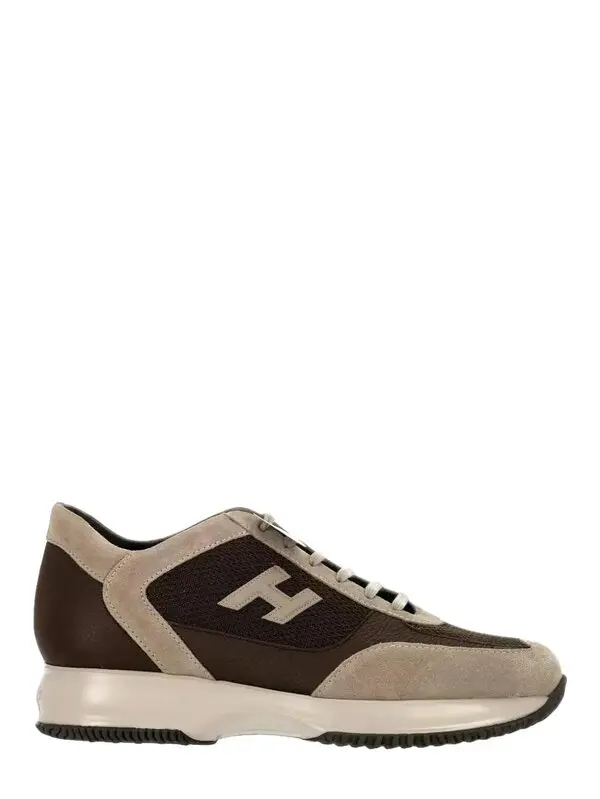 Hogan Logo-patch Panelled Sneakers - Brown