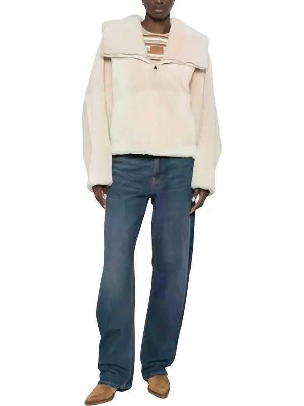 BLANCHA Shearling Funnel-neck Jacket - Neutrals