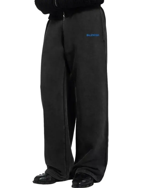 Balenciaga Logo-embroidered Oversized Track Pants - Black
