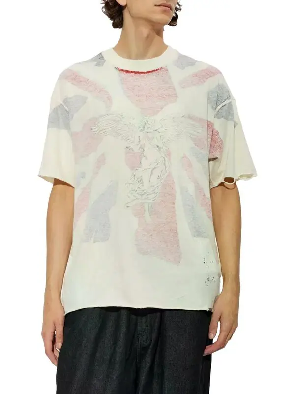 REPRESENT Graphic-print Distressed T-shirt - Neutrals