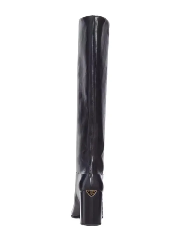 Prada Heeled Leather Boots - Black