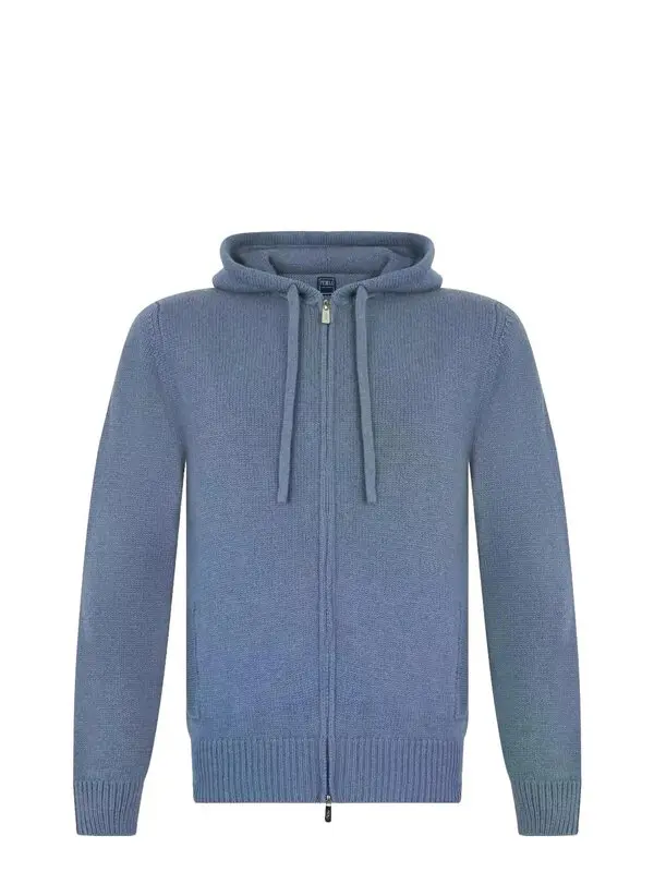 Fedeli Zip-up Cashmere Hoodie - Blue