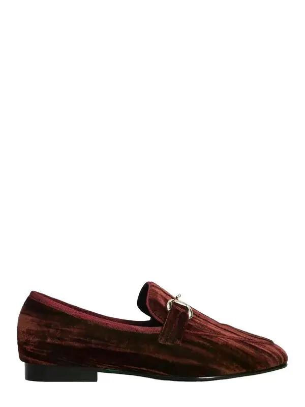 BIBI LOU Ashe Horsebit-detail Velvet Loafers - Red