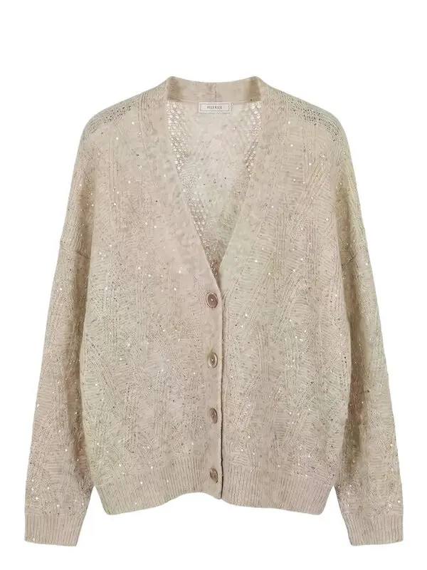 Peserico Sequin-embellished Open-knit Cardigan - Neutrals
