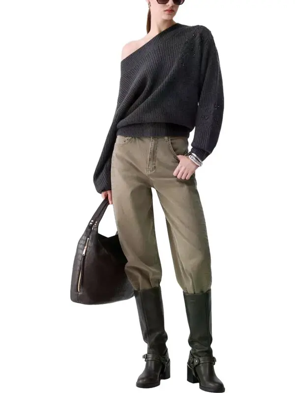 Liu Jo Wool Sweater With Embroidery - Grey