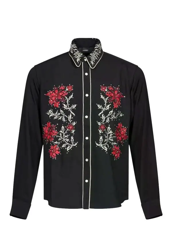Amiri Floral-embroidered Western Shirt - Black