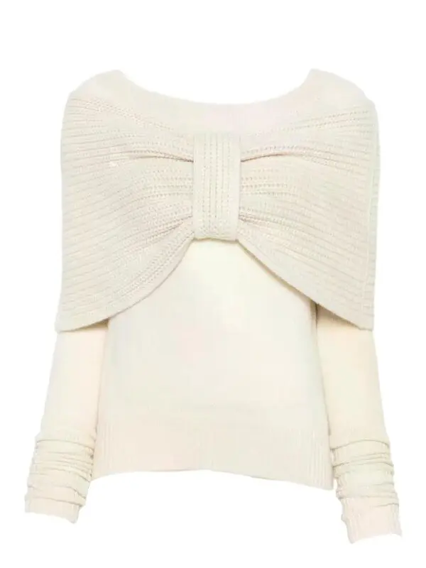 Ermanno Scervino Bow-detail Cashmere Sweater - Neutrals